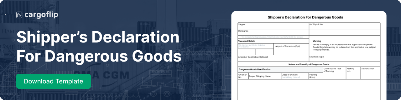 Shipper’s Declaration of Dangerous Goods